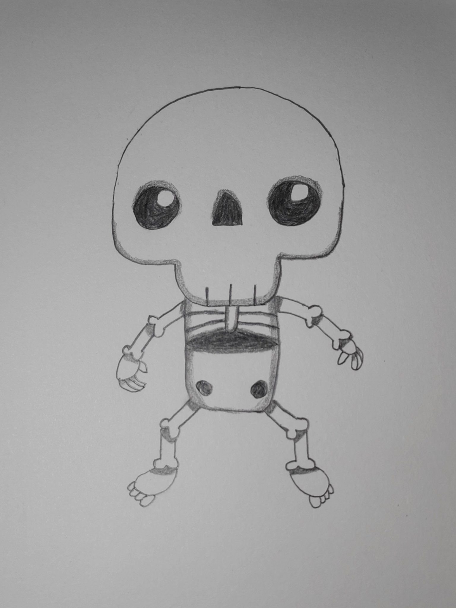 How To Draw A Skeleton Cute For Halloween