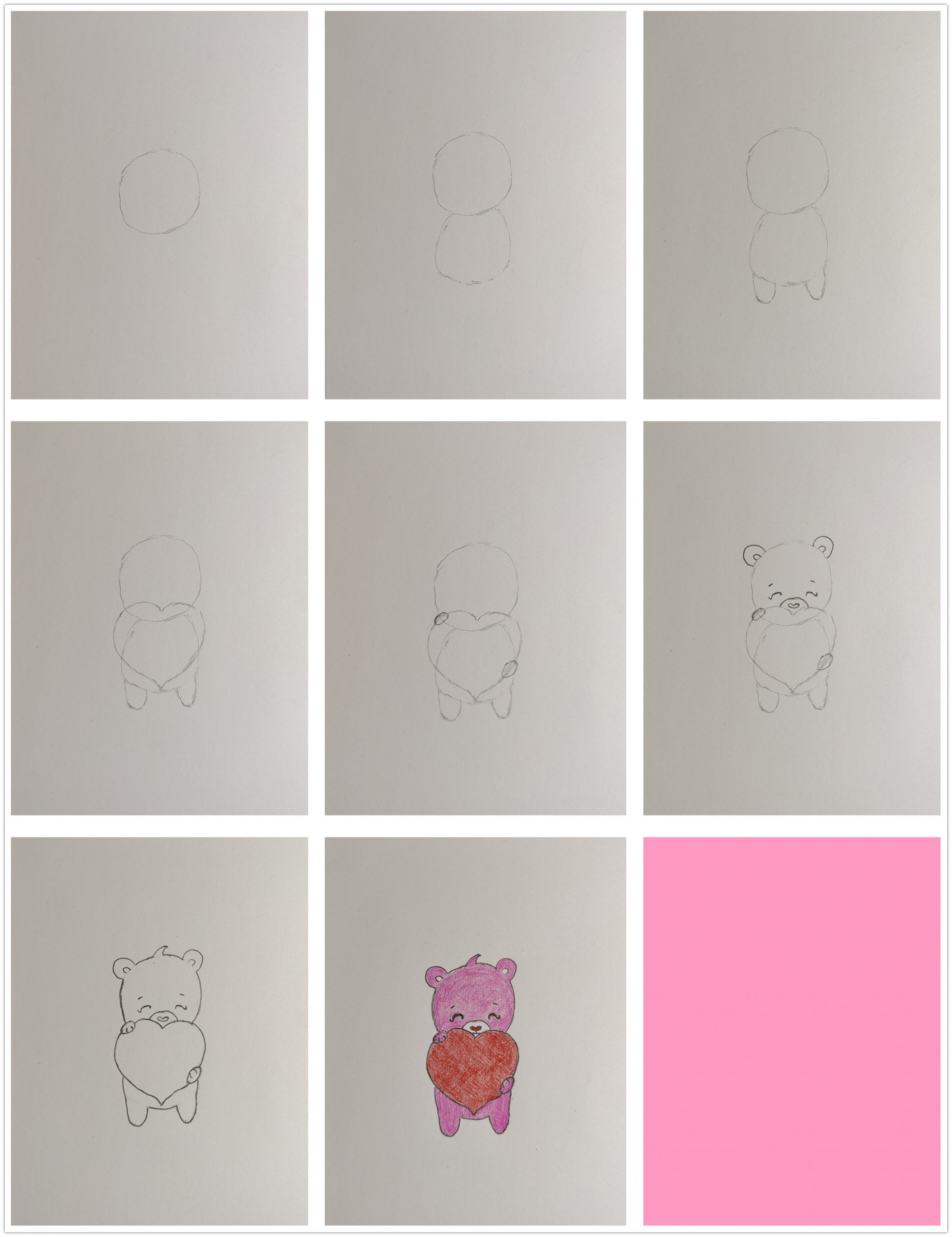How to Draw a Valentine's Day Bear Step by Step